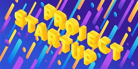 체적 3d 글꼴 시작 프로젝트 아이소메트릭 벡터 일러스트 아이소메트리 동적 밝은 디자인 0명에 대한 스톡 벡터 아트 및 기타