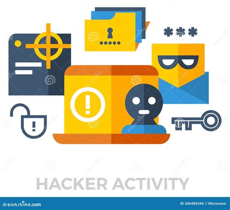 Hacker Activity Color Icon Cyber Security Concept Stock Vector