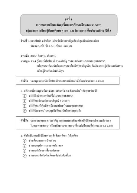 ข้อสอบ O Net สังคม ป 3 ชุด 1 Pdf
