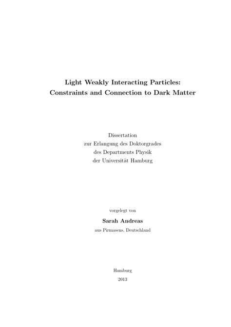 Pdf Light Weakly Interacting Particles Constraints And Connection To