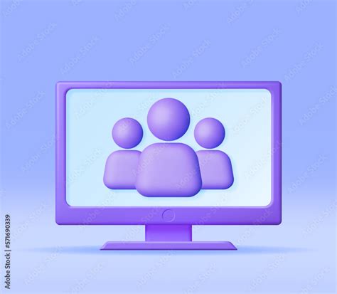 3d Simple Group User Icon In Computer Render Group Profile Photo Symbol Ui Avatar Sign Human