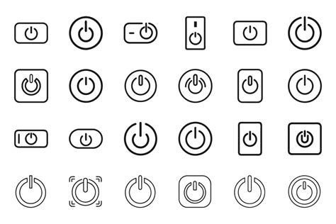 Outline Silhouette Power Button Icons Collection 56107003 Vector Art At Vecteezy