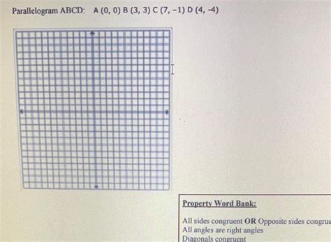 [answered] parallelogram abcd a 0 0 b 3 3 c 7 1 d 4 4 property word