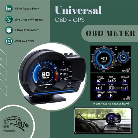 Obd Meter Gauge Universal Hud Smart Gauge P6 Obd Gps Mode Proton Honda Perodua Toyota Nissan