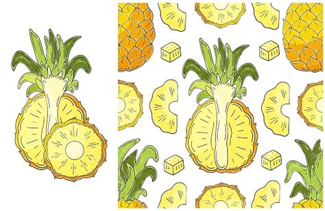 부엌 대중음식점 또는 상점을 위한 이음새가 없는 본 손으로 그리기 스타일로 설정 과일에 대한 스톡 벡터 아트 및 기타 이미지 과일 그래픽 프린트 디자인 Istock