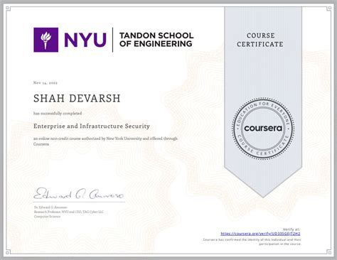 Devarsh Shah On Linkedin Successfully Completed Enterprise And Infrastructure Security 😀