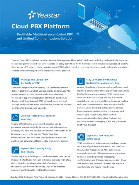 Yeastar Cloud Pbx Datasheet En Pdf Cloud Computing Telephony