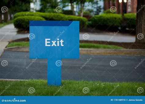 Blue Exit Sign Stock Photo Image Of Road Gone Signage
