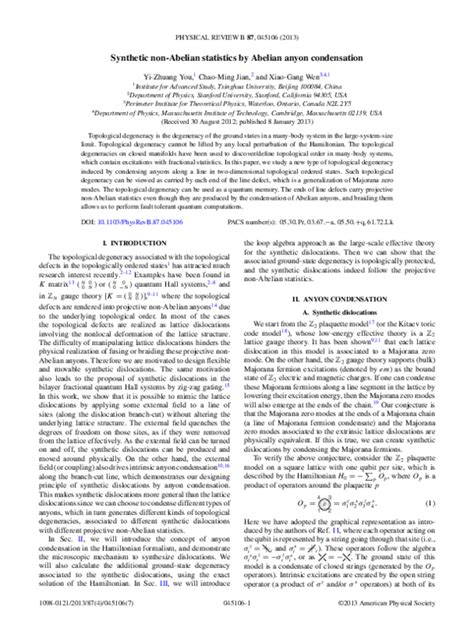 Pdf Synthetic Non Abelian Statistics By Abelian Anyon Condensation