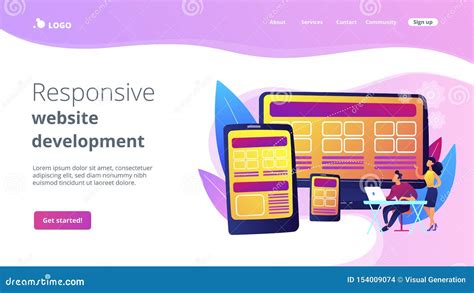 Responsive Web Design Concept Landing Page Stock Vector Illustration