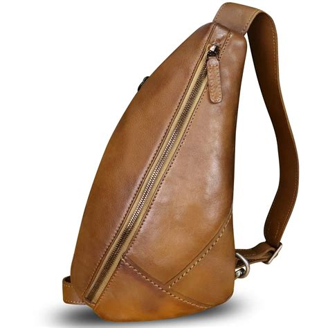 Genuine Leather Silng Bag For Women And Men Vintage Leather Sling