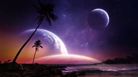 Dreamlike Sci Fi Beach Hd Wallpaper Of A Cosmic Landscape By Macchiavellicro