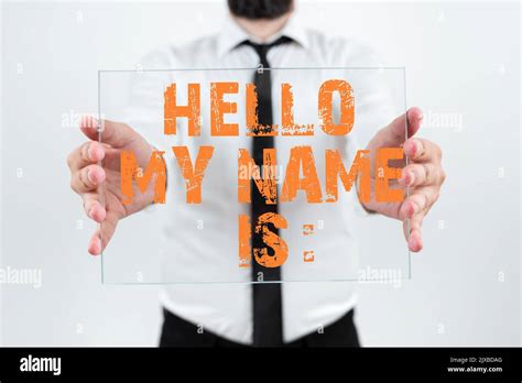 Conceptual Display Hello My Name Isintroducing Yourself To New People Workers As Presentation