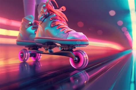 Retro Roller Skate Paradise Vintage And Colorful Roller Skates Stock