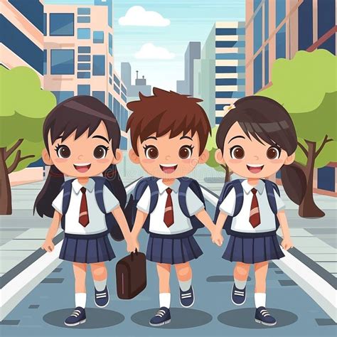 Cute Cartoon Students In Class