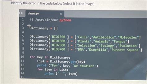 Solved Identify The Error In The Code Below Select It In Chegg