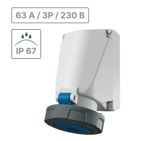 Розетка настенная уличная с крышкой 63А 3p 230v Mennekes Cee Ip67 влагозащищенная купить по