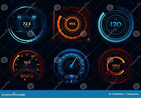 Digital Odometer And Analog Speedometer With Arrow Cartoon Vector