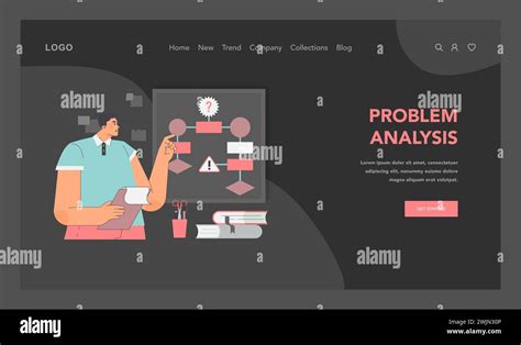 Problem Analysis Concept Man Pointing With Finger At Part Of Algorithm