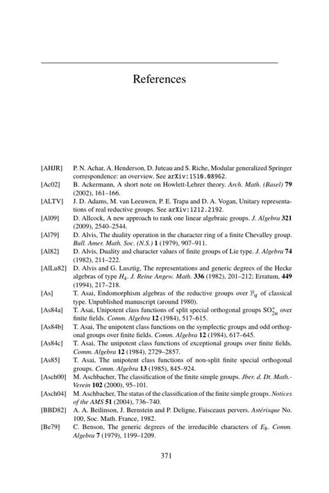 References The Character Theory Of Finite Groups Of Lie Type