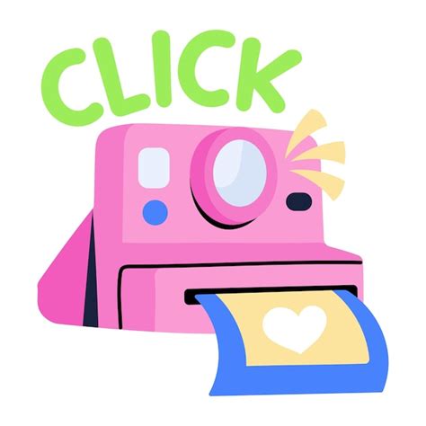 Vérifiez Cet Autocollant Plat Dappareil Photo Instantané Vecteur Premium