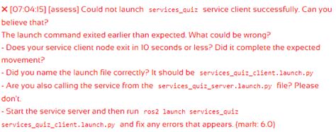 Services Quiz Gradebot Error ROS2 Basics In 5 Days Humble Python