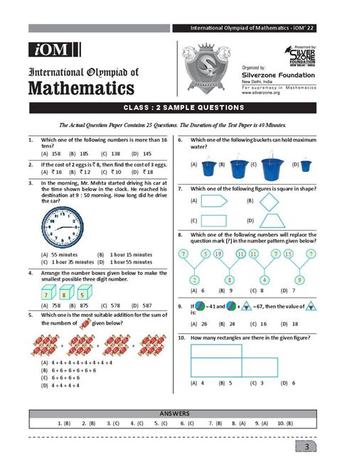 Grade 4 Math Olympiad Worksheets Pdf
