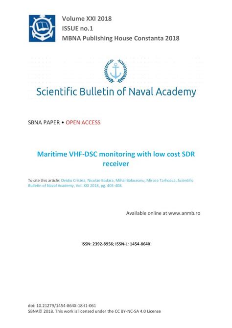 Pdf Maritime Vhf Dsc Monitoring With Low Cost Sdr … Maritime Vhf Dsc Monitoring With Low