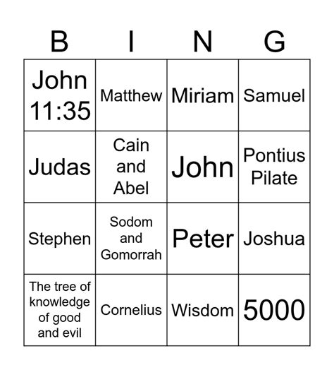 Bible Bingo Card