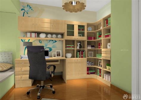 书桌离书柜距离 书桌跟书柜之间留多少 书桌到书柜的高度 大山谷图库