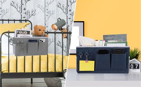 Kanrichu 2pcs Bedside Caddy Hanging Storage Bag Water Cup
