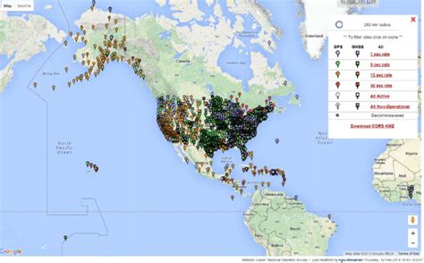 Map Location Of Cors And Data Logging Rates Ngs 2017 Download Scientific Diagram