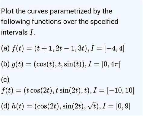 Solved Plot The Curves Parametrized By The Following Chegg