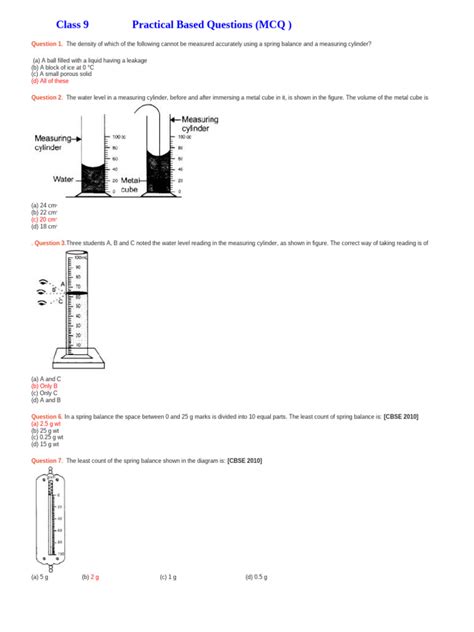Practical Based Questions Density Pdf Density Mass