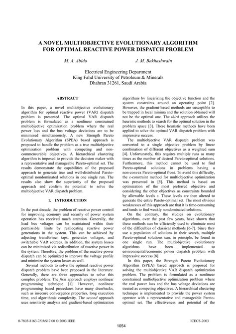 PDF A Novel Multiobjective Evolutionary Algorithm For Optimal