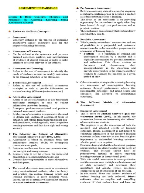 Asl 2 Notes Pdf Educational Assessment Learning