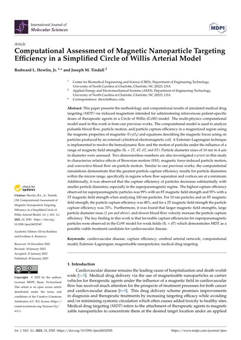 Pdf Computational Assessment Of Magnetic Nanoparticle Targeting