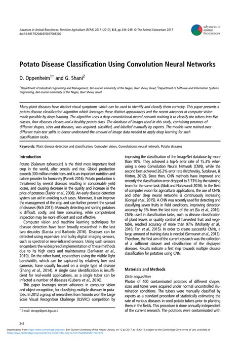 Pdf Potato Disease Classification Using Convolution Neural Networks