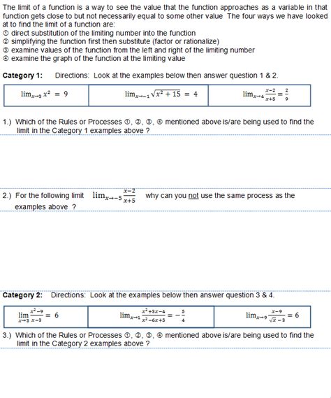 The Limit Of A Function Is A Way To See The Value Chegg