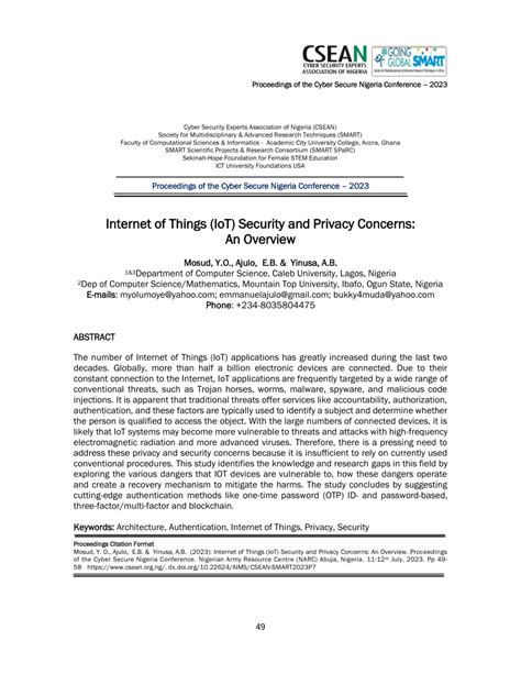 Pdf Internet Of Things Iot Security And Privacy Concerns An Overview