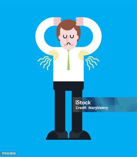 땀의 냄새입니다 냄새 나는 겨드랑이 악취 남자 가까운 코입니다 남자는 스텁 벡터 일러스트 레이 션 겨드랑이에 대한 스톡 벡터 아트 및 기타 이미지 Istock