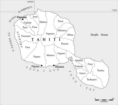 Carte Des Districts De Tahiti