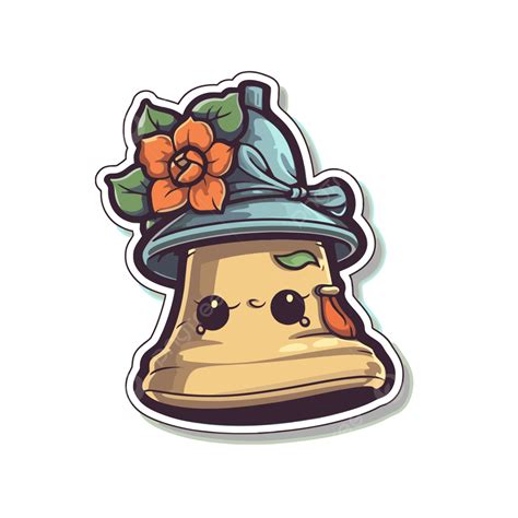 종과 꽃 스티커 클립 아트 벡터 고립 된 만화 자유의 종 스티커 디자인 상표 Png 일러스트 및 벡터 에 대한 무료