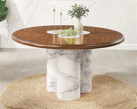 Errico 60 Inch Round Dining Table With Marble Base Modern Dining