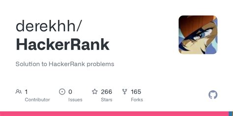 Github Derekhhhackerrank Solution To Hackerrank Problems · Github