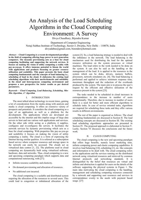 Pdf An Analysis Of The Load Scheduling Algorithms In The Cloud Computing Environment A Survey