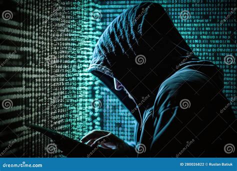 Cybersecurity Computer Hacker With Hoodie Vulnerability And Hacker