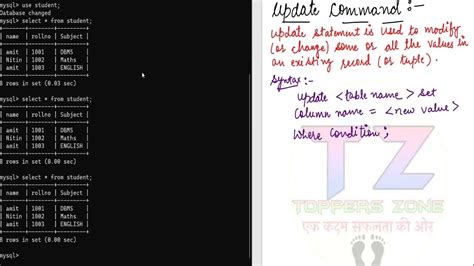 update command in mysql beginners commands in mysql 6 youtube