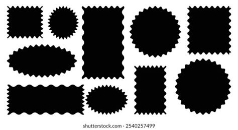 Zigzag Wavy Edge Rectangle Oval Circle Stock Vector Royalty Free