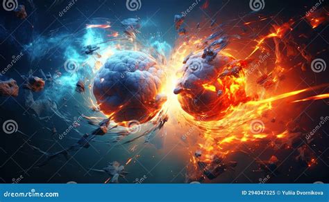 Subatomic Proton Particle Collision Nuclear Fusion Concept Stock Image